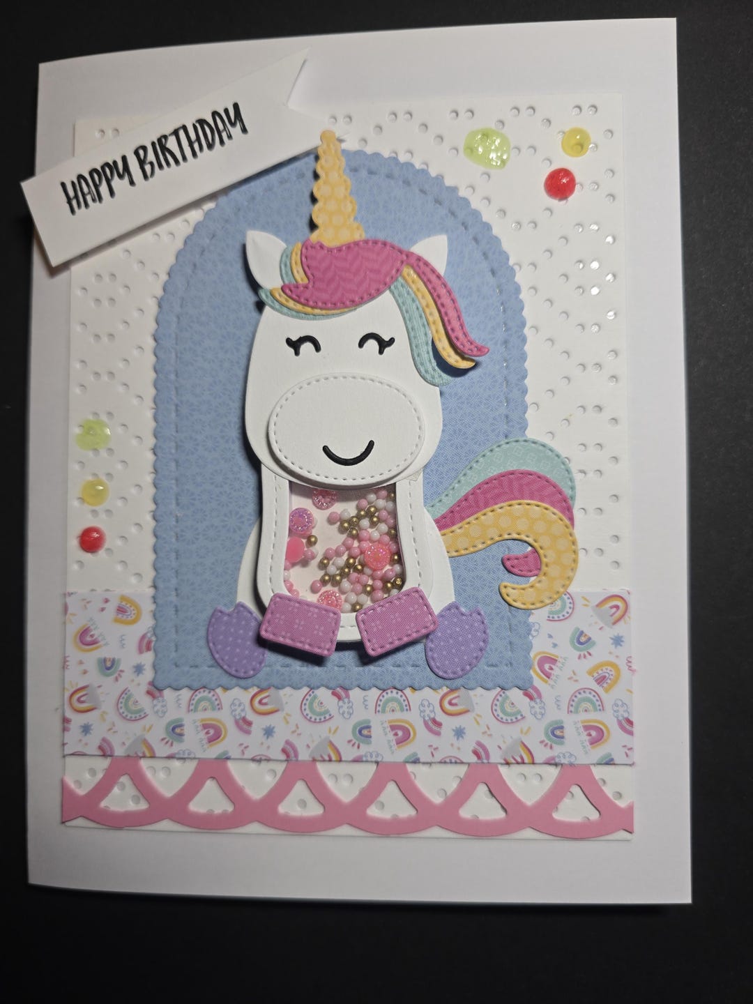 Handmade Unicorn Birthday Card: Multi-layered Embellished Design - Etsy