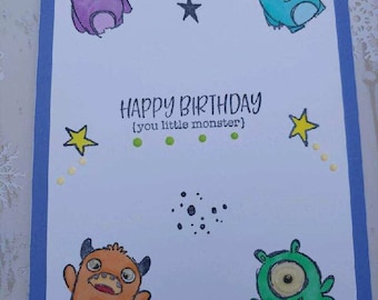 Handmade Monster Birthday Card - Etsy