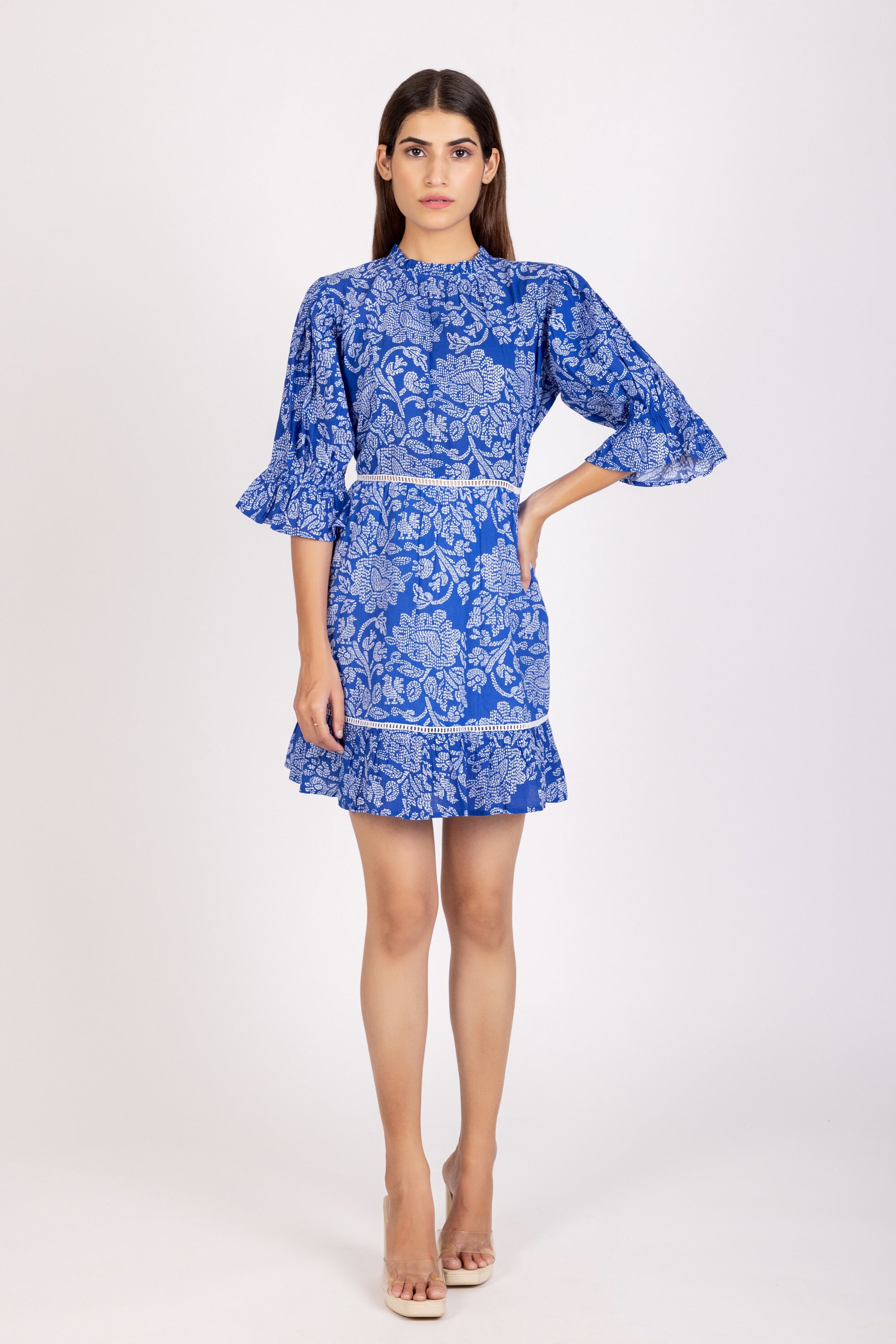 Talia Dress Open Back Hand Block Printed Blue Dress - Etsy