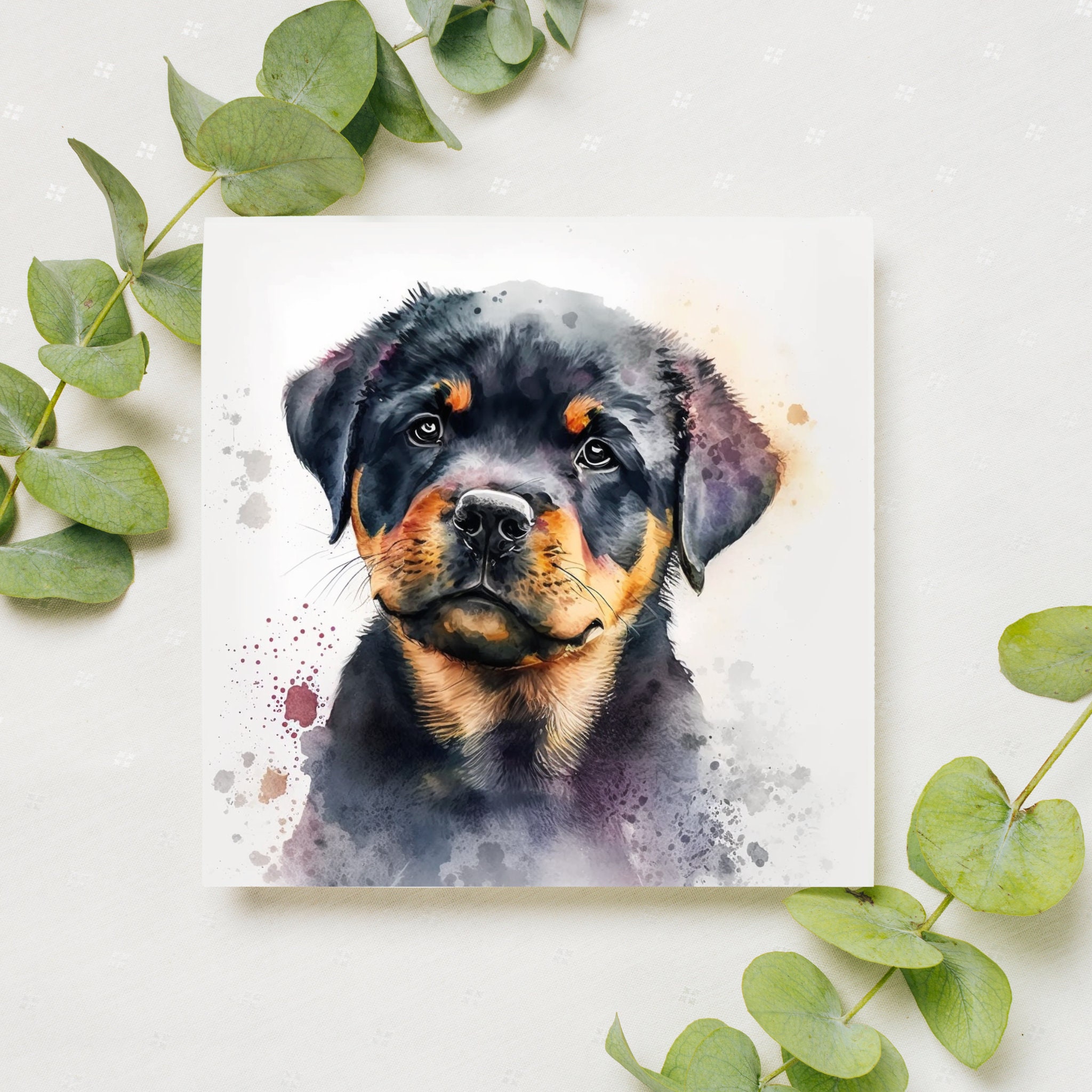 Beautiful Rottweiler Dog Watercolor Digital Download Office Dog Art - Etsy