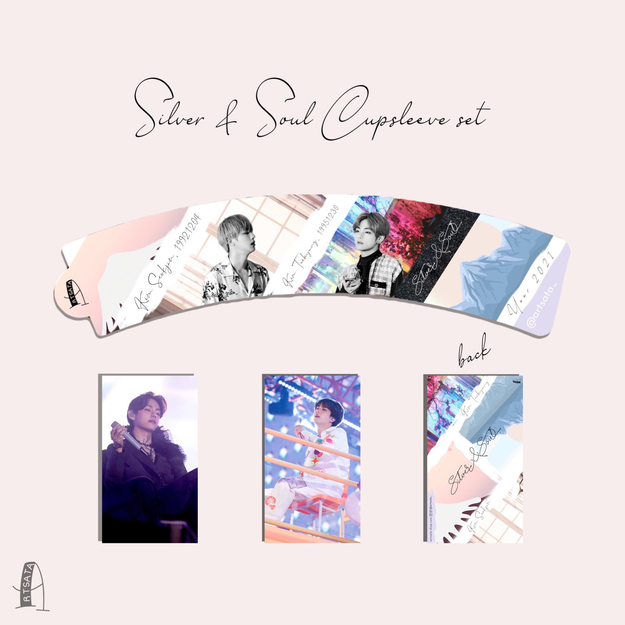 Jin & V Cupsleeve Set Taejin Cupsleeve Set Silver and Soul - Etsy