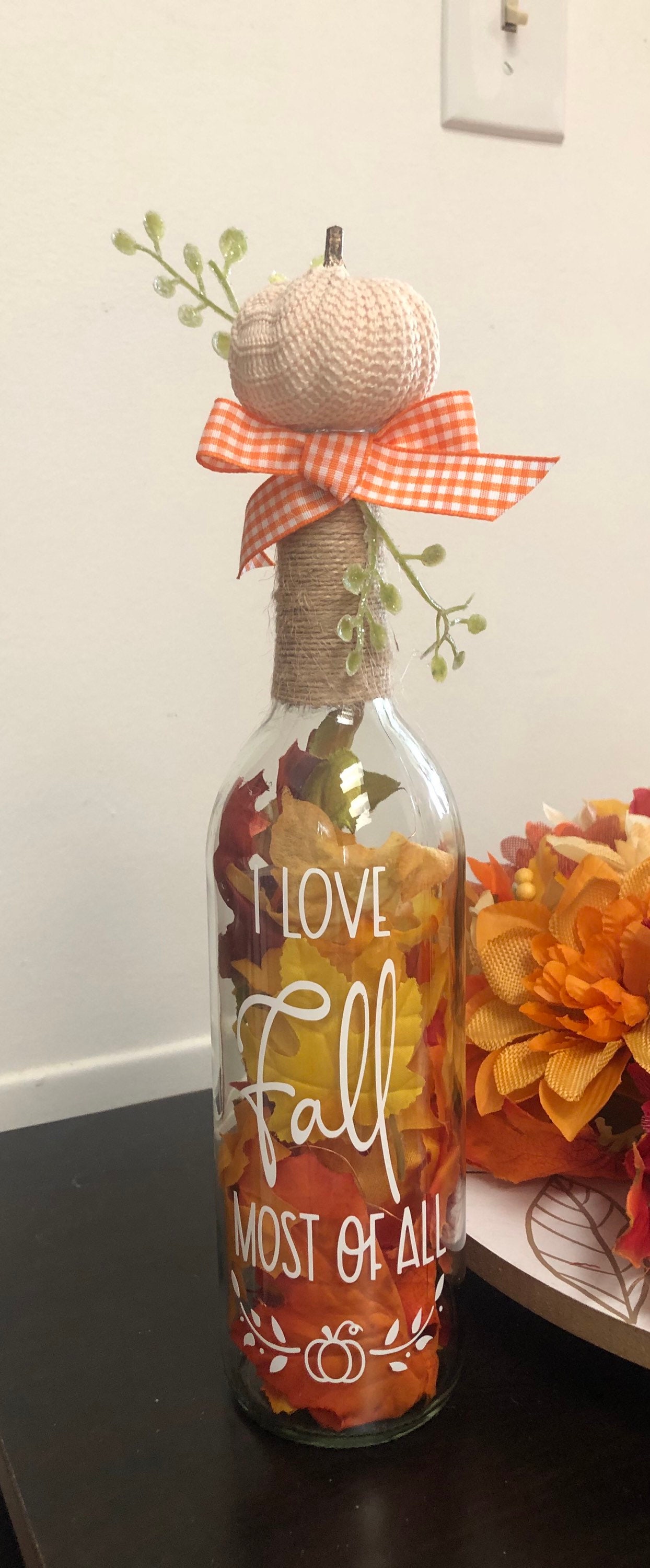 Fall Themed Lighted Wine Bottles - Etsy