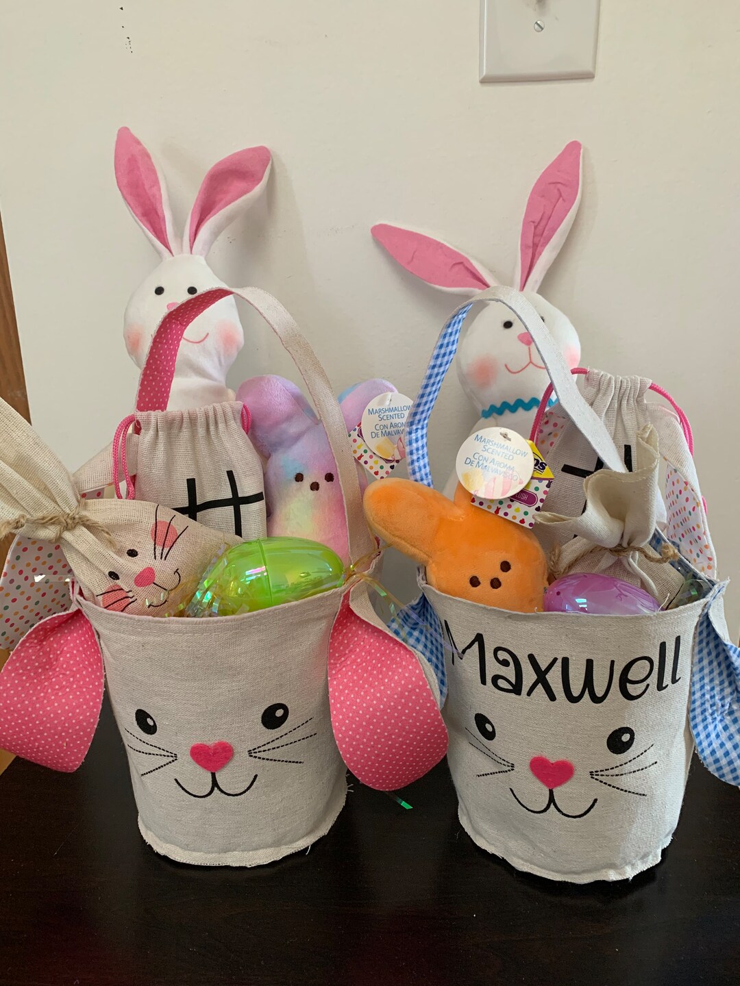 Personalized Canvas Bunny Easter Baskets and Basket Bundles - Etsy