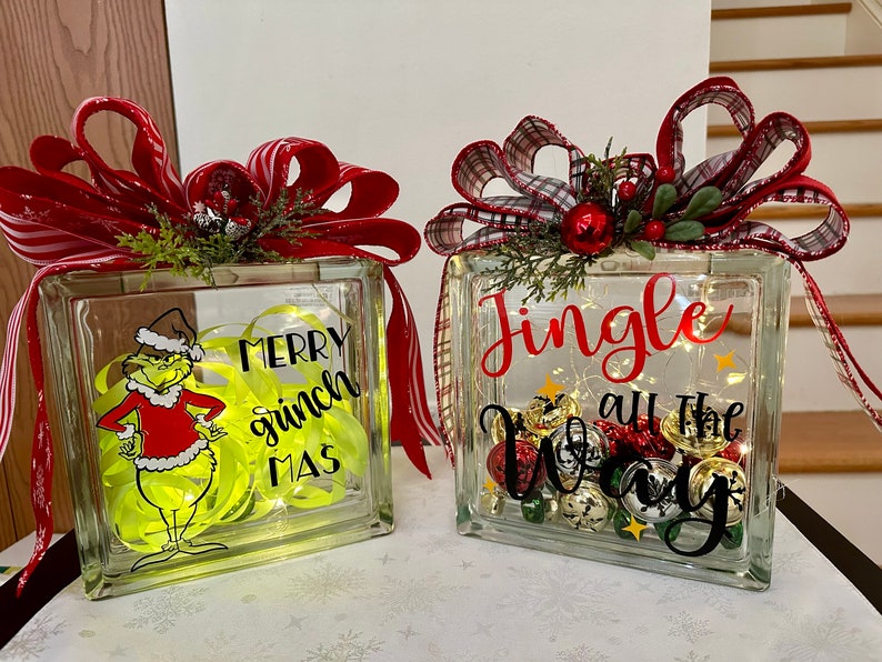 Lighted Holiday Themed Glass Block - Etsy