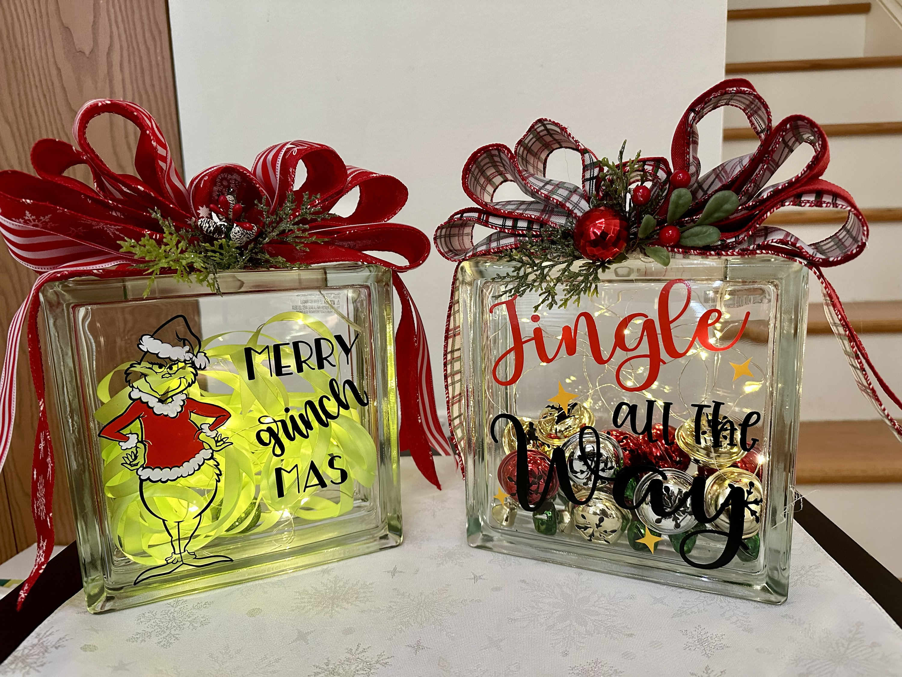 Lighted Holiday Themed Glass Block - Etsy