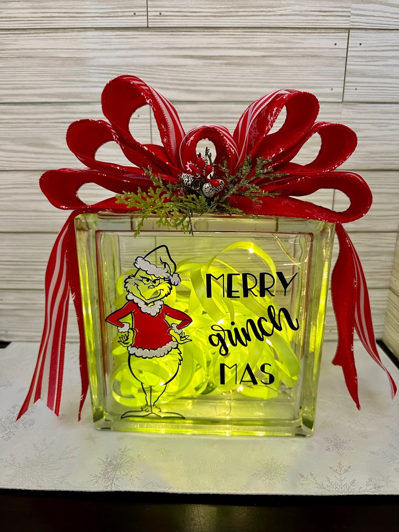 Lighted Holiday Themed Glass Block - Etsy