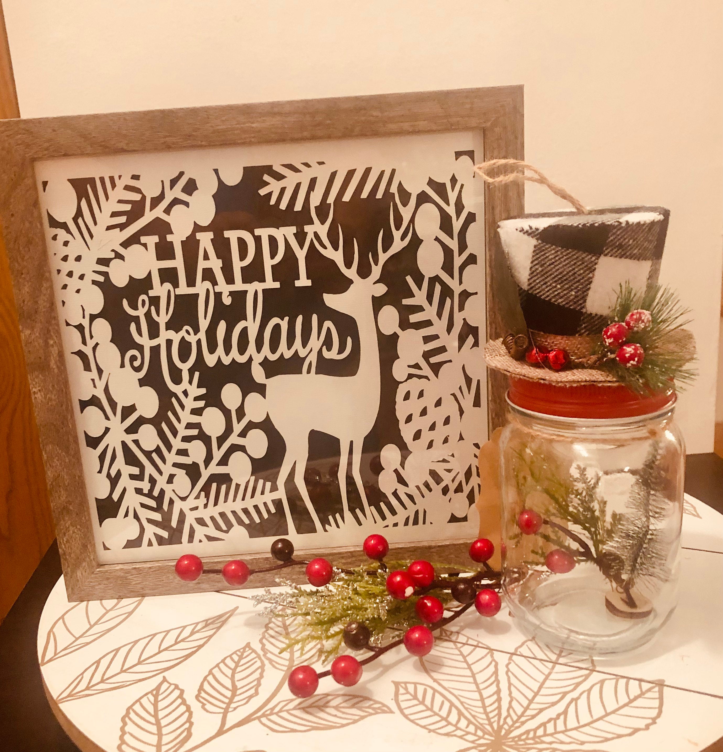 Deer Scene happy Holidays Shadow Box - Etsy