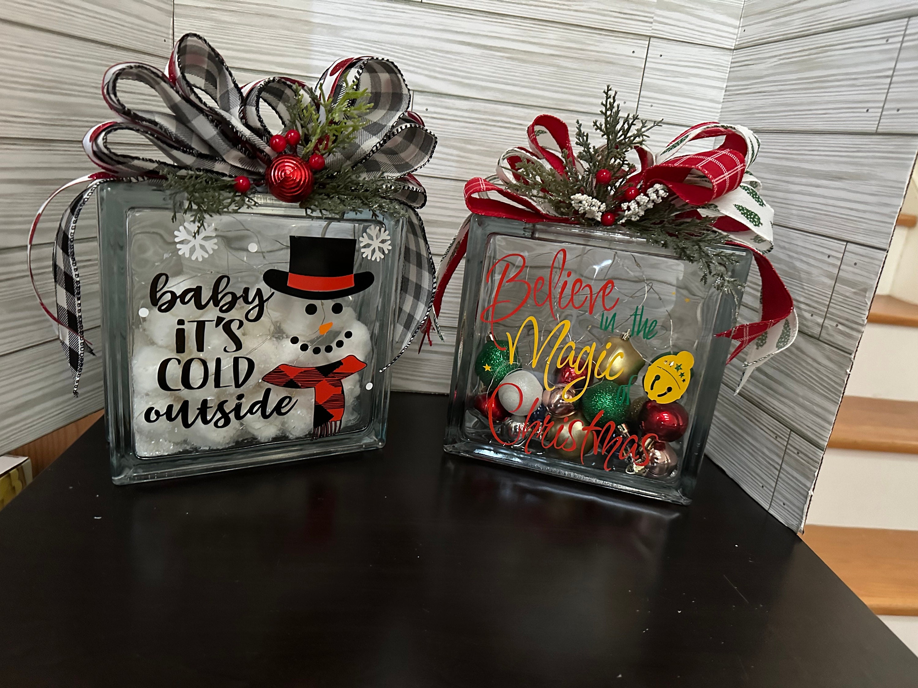 Lighted Holiday Themed Glass Block - Etsy