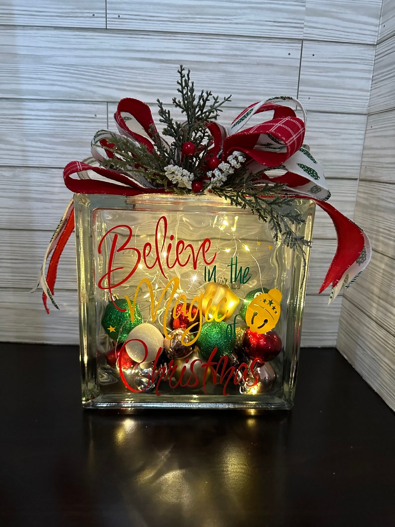 Lighted Holiday Themed Glass Block - Etsy