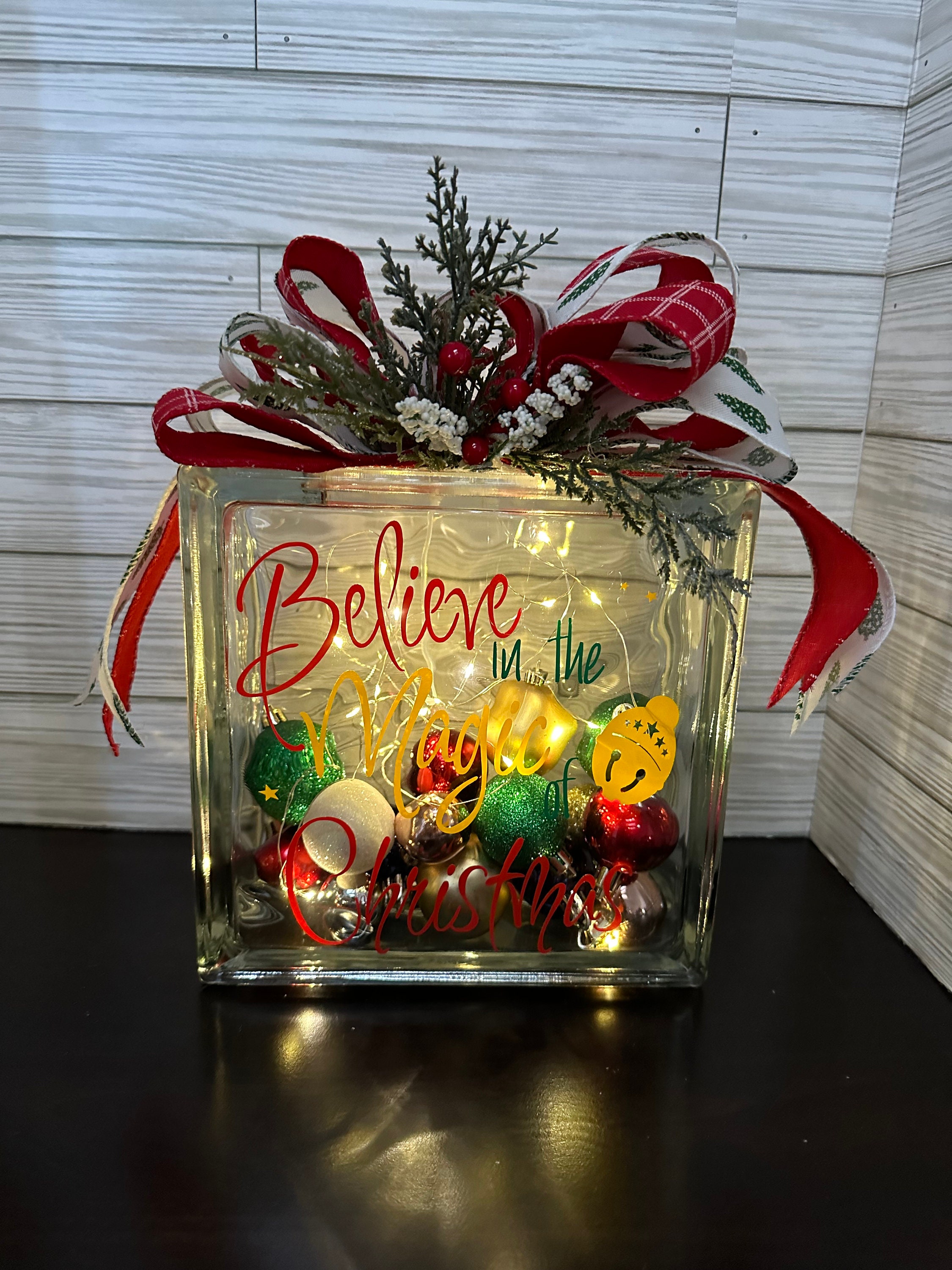 Lighted Holiday Themed Glass Block - Etsy