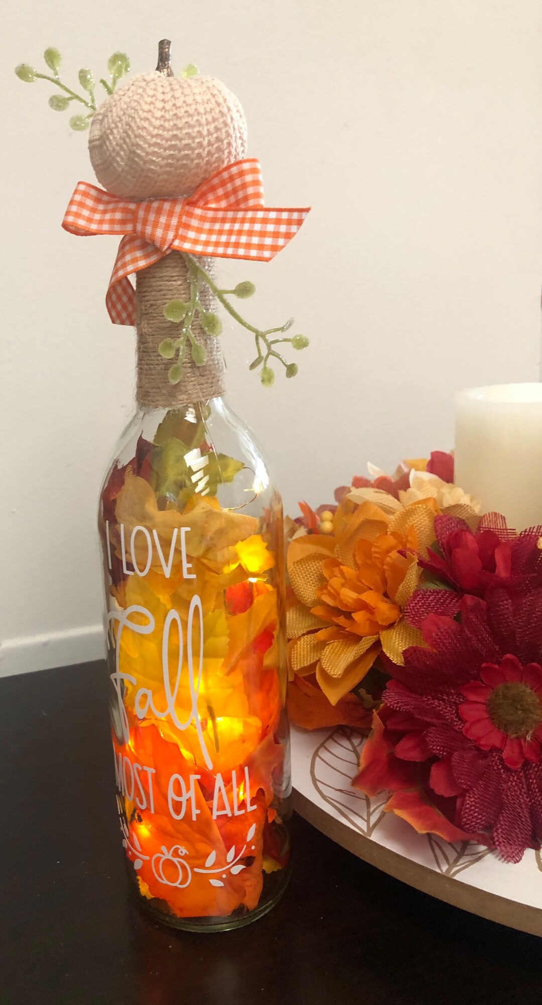 Fall Themed Lighted Wine Bottles - Etsy