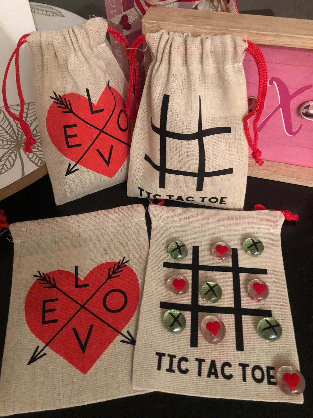 Tic Tac Toe Game in a Burlap Bag - Etsy
