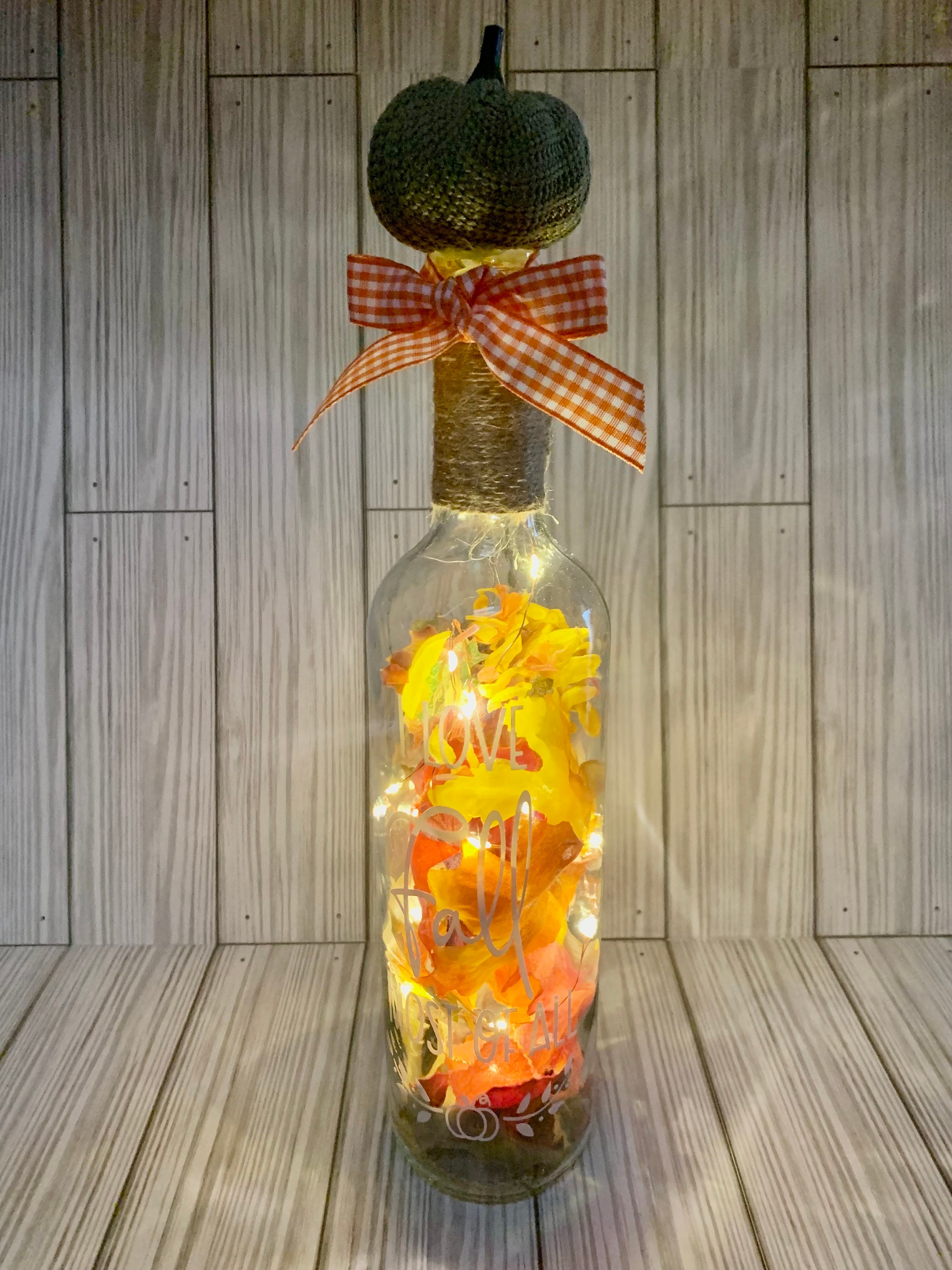 Fall Themed Lighted Wine Bottles - Etsy