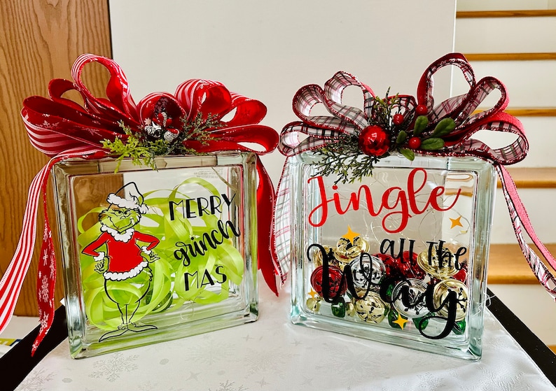 Lighted Holiday Themed Glass Block - Etsy