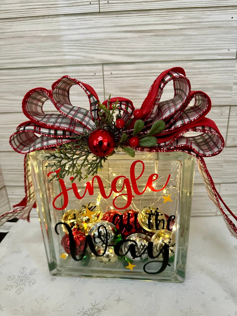 Lighted Holiday Themed Glass Block - Etsy
