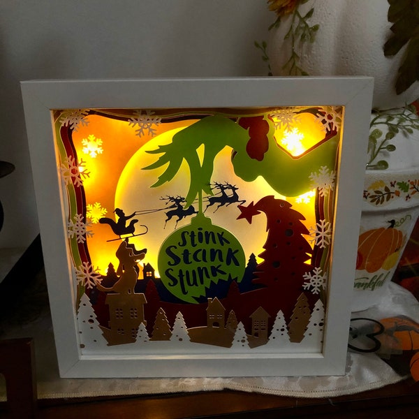 The Grinch Shadow Box Svg - Etsy