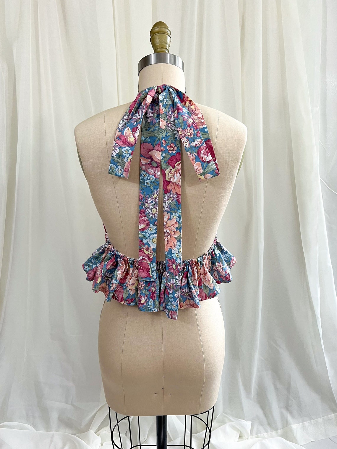 Ruffle Halter Top. Bows. Handmade. XS/S. - Etsy