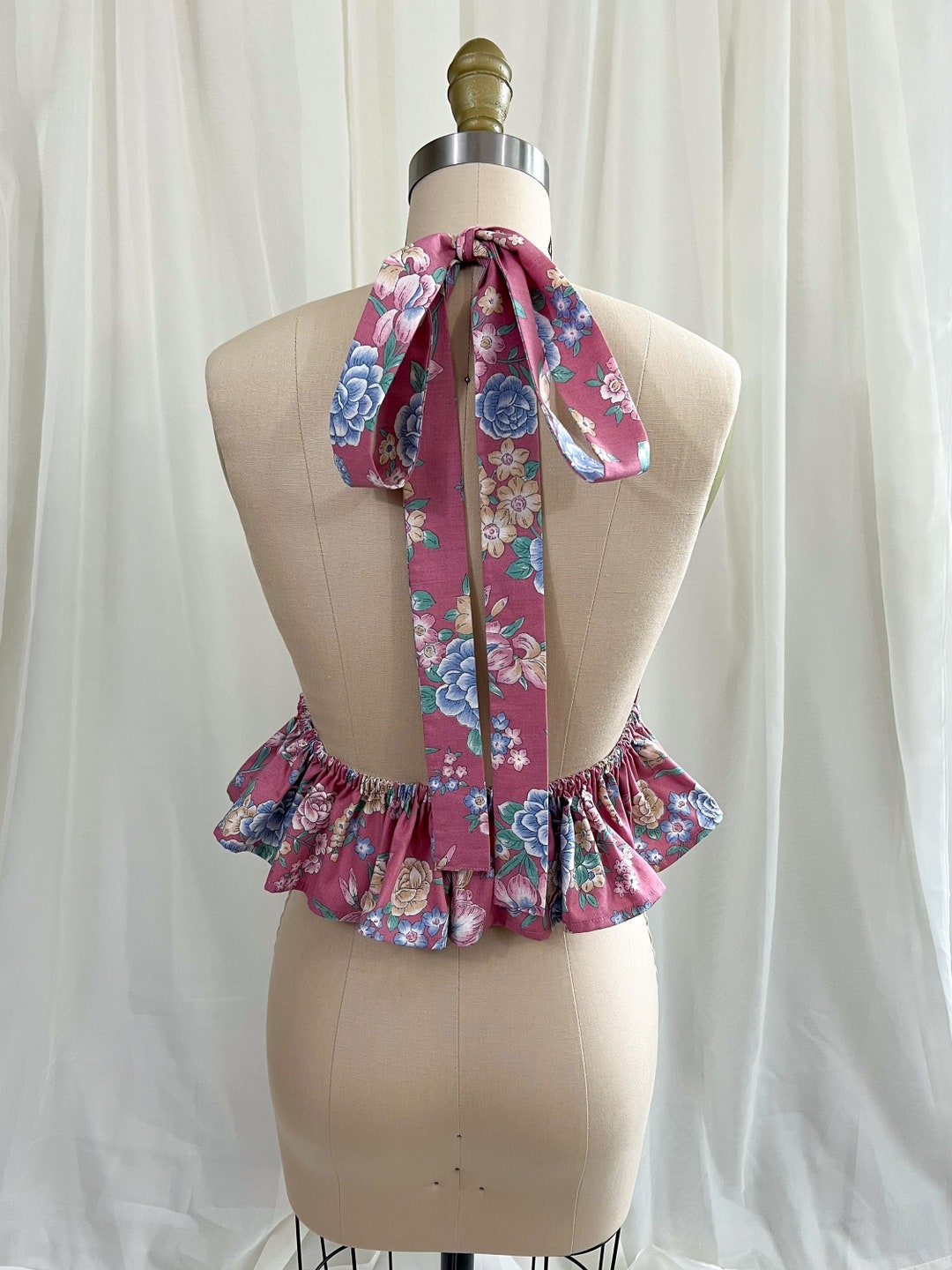 Ruffle Halter Top. Bows. Handmade. XS/S. - Etsy