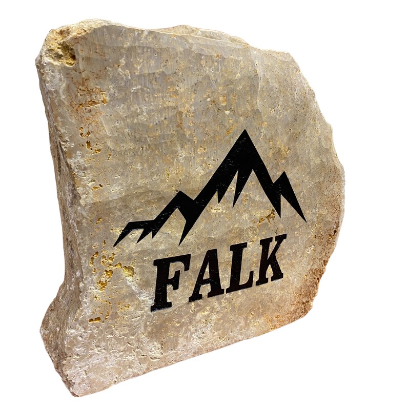 Mountain Symbol Last Name Engraved Rock, Winter Cabin Decor, Cabin Gift ...