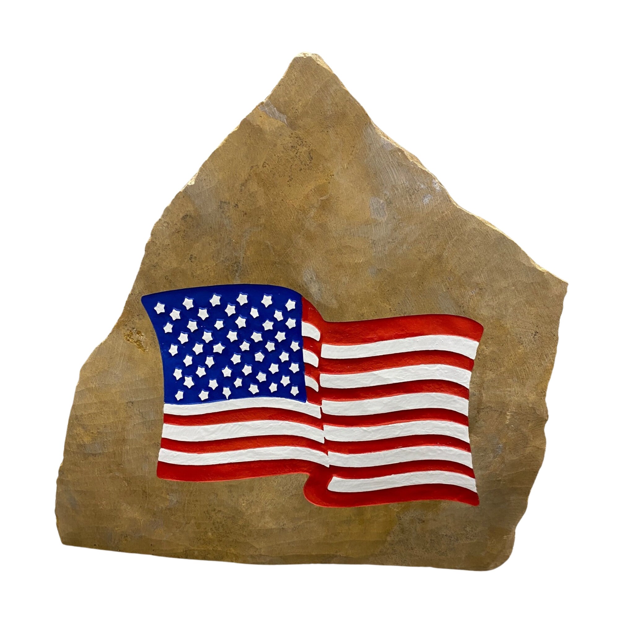 American Flag Rock Engraved, Americana Outdoor Decor, Red White and ...