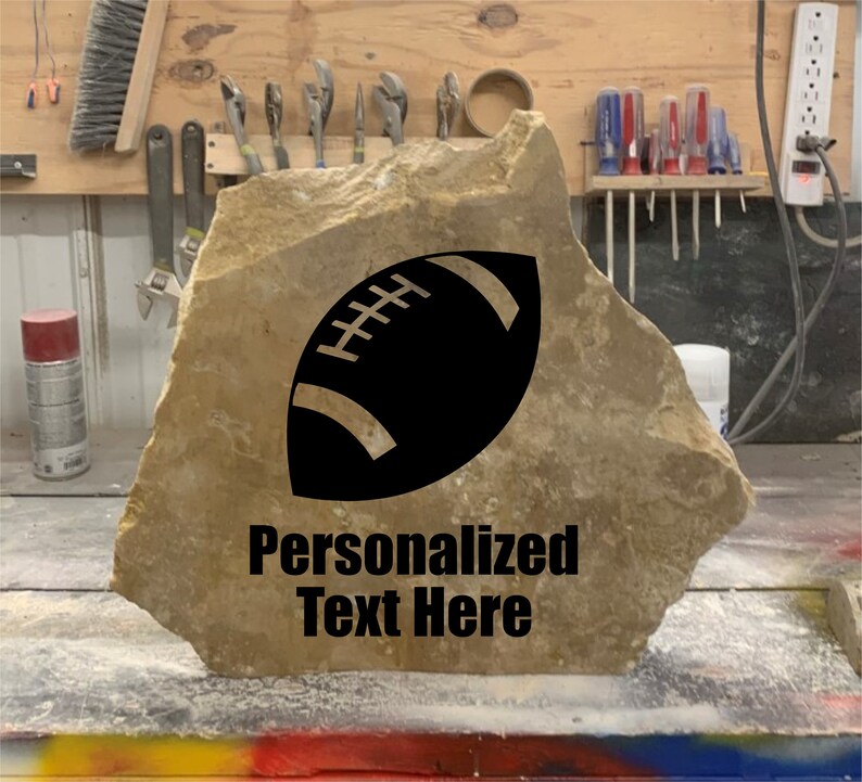 Personalized Football Stone, Engraved Limestone Decor - Etsy
