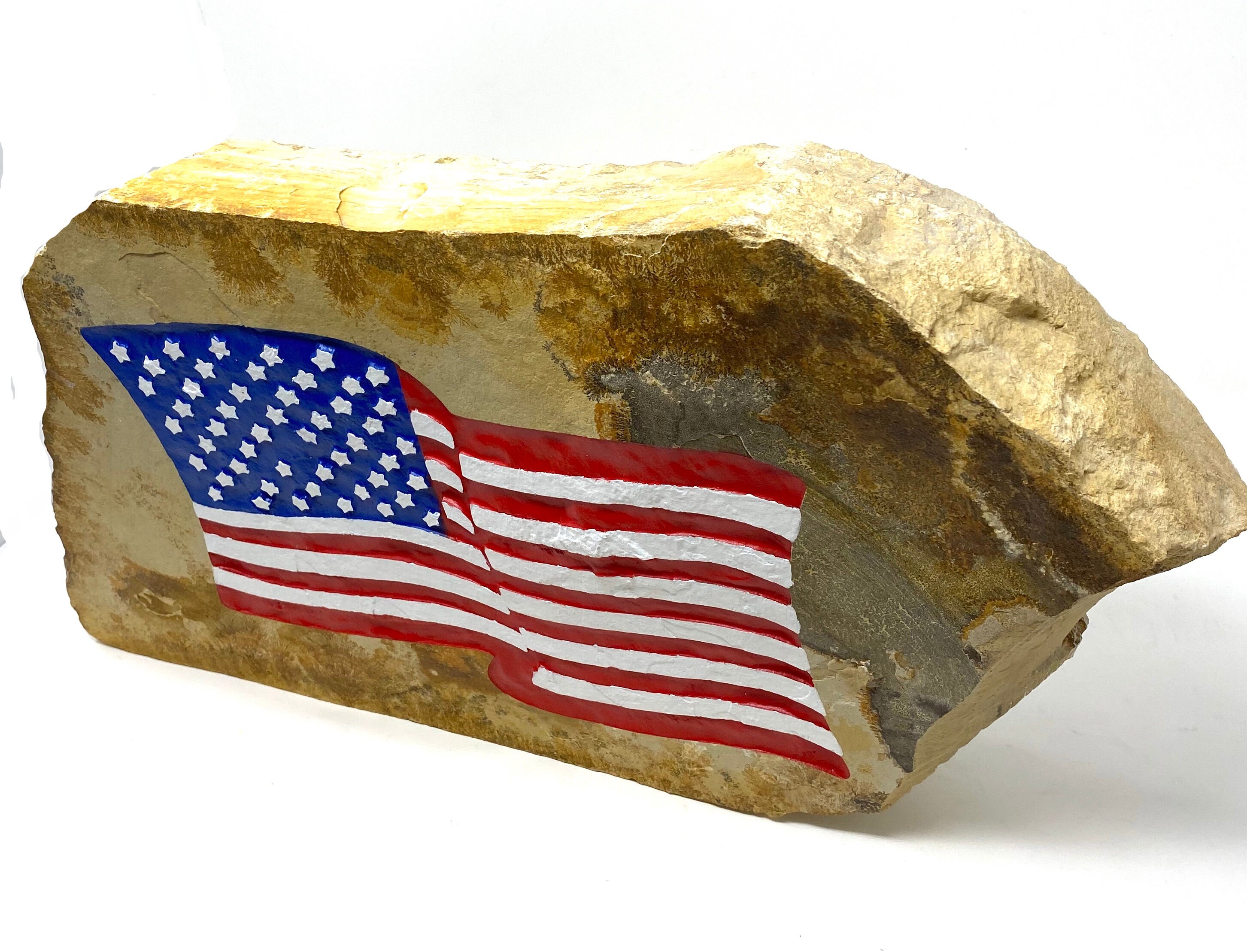 American Flag Rock Engraved Americana Outdoor Decor Red - Etsy