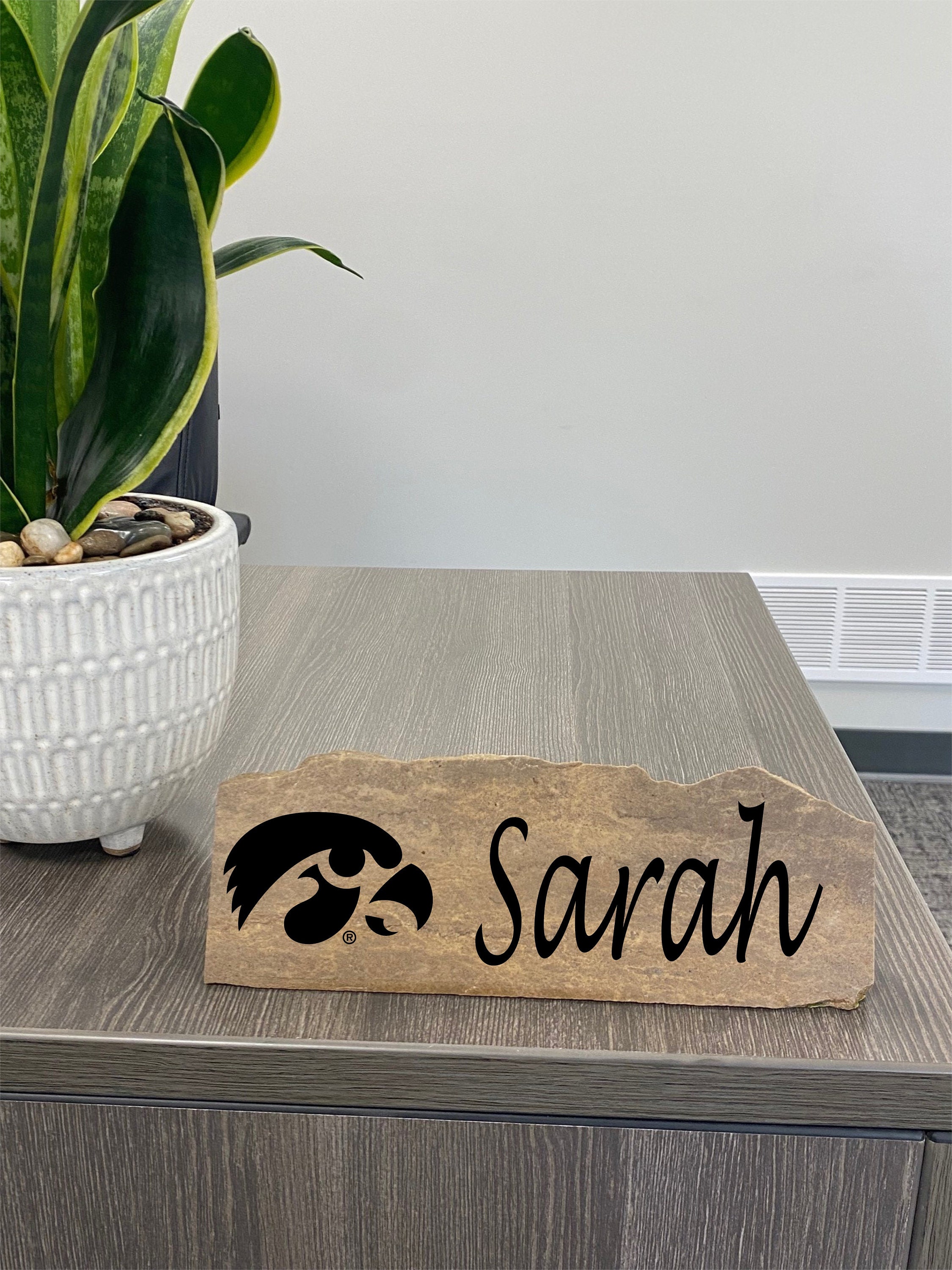 Personalized Hawkeyes Stone Desk Nameplate, Iowa University Gift - Etsy