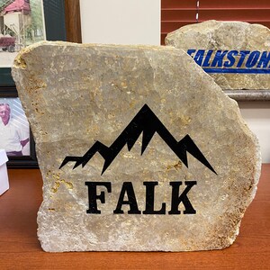 Mountain Symbol Last Name Engraved Rock, Winter Cabin Decor, Cabin Gift ...