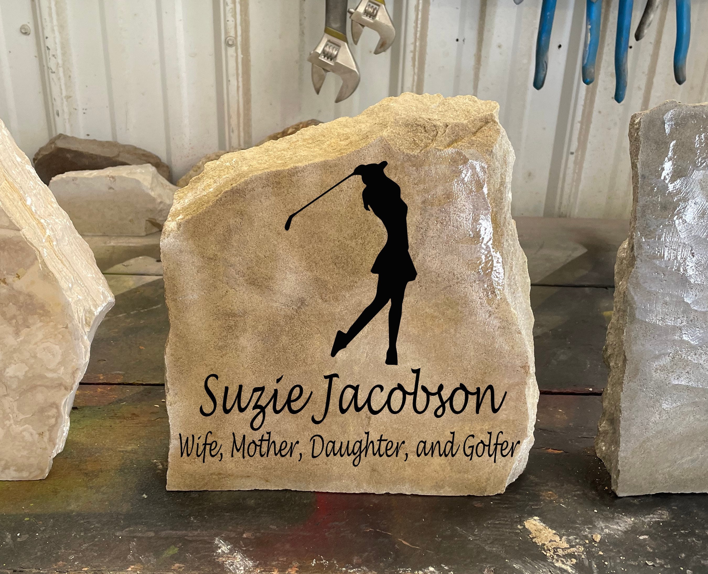 Golf Memorial Stone, Personalized Memorial Rock, in Memory of Golf ...