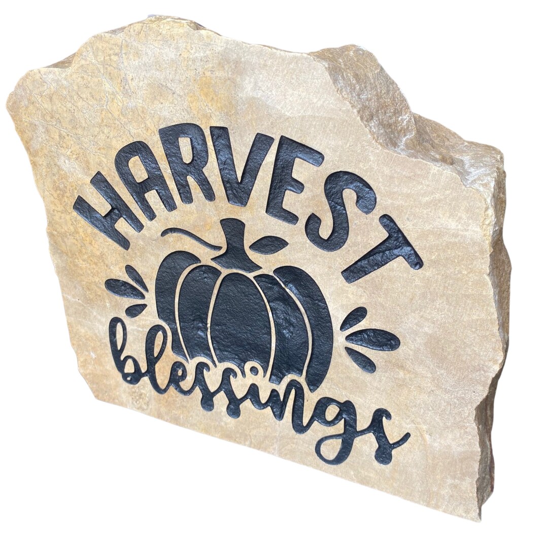 Harvest Blessings Rock, Fall Outdoor Decor, Fall Porch Decorations ...