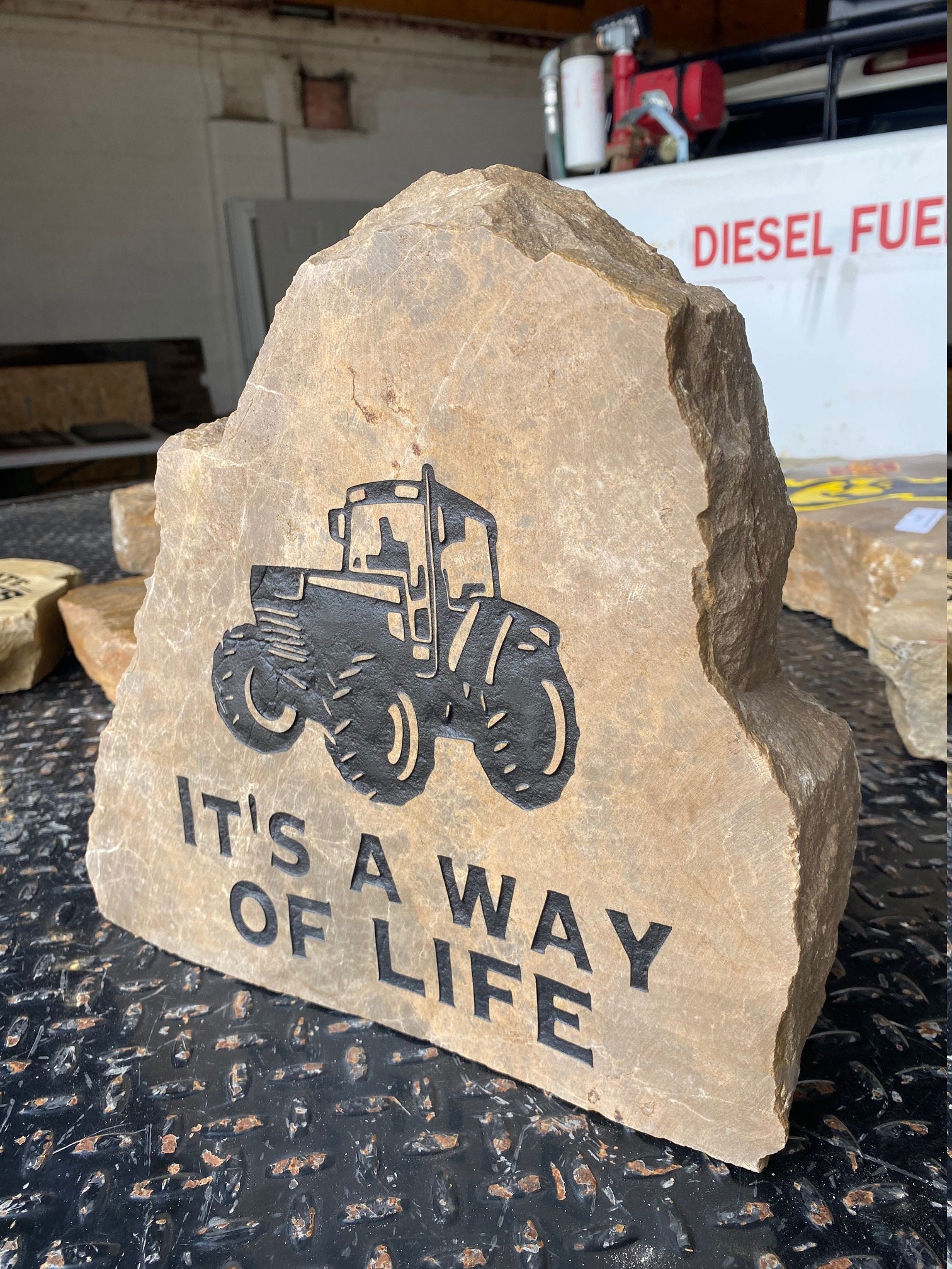 Farming It's A Way of Life Engraved Rock, Outdoor Farm Decor, Gift for ...