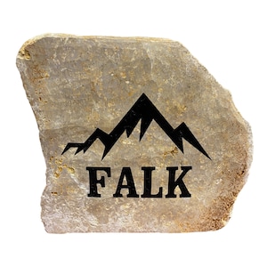 Mountain Symbol Last Name Engraved Rock, Winter Cabin Decor, Cabin Gift ...