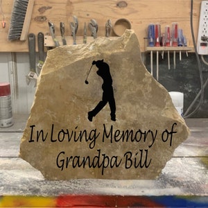 Golf Memorial Stone, Personalized Memorial Rock, in Memory of Golf ...
