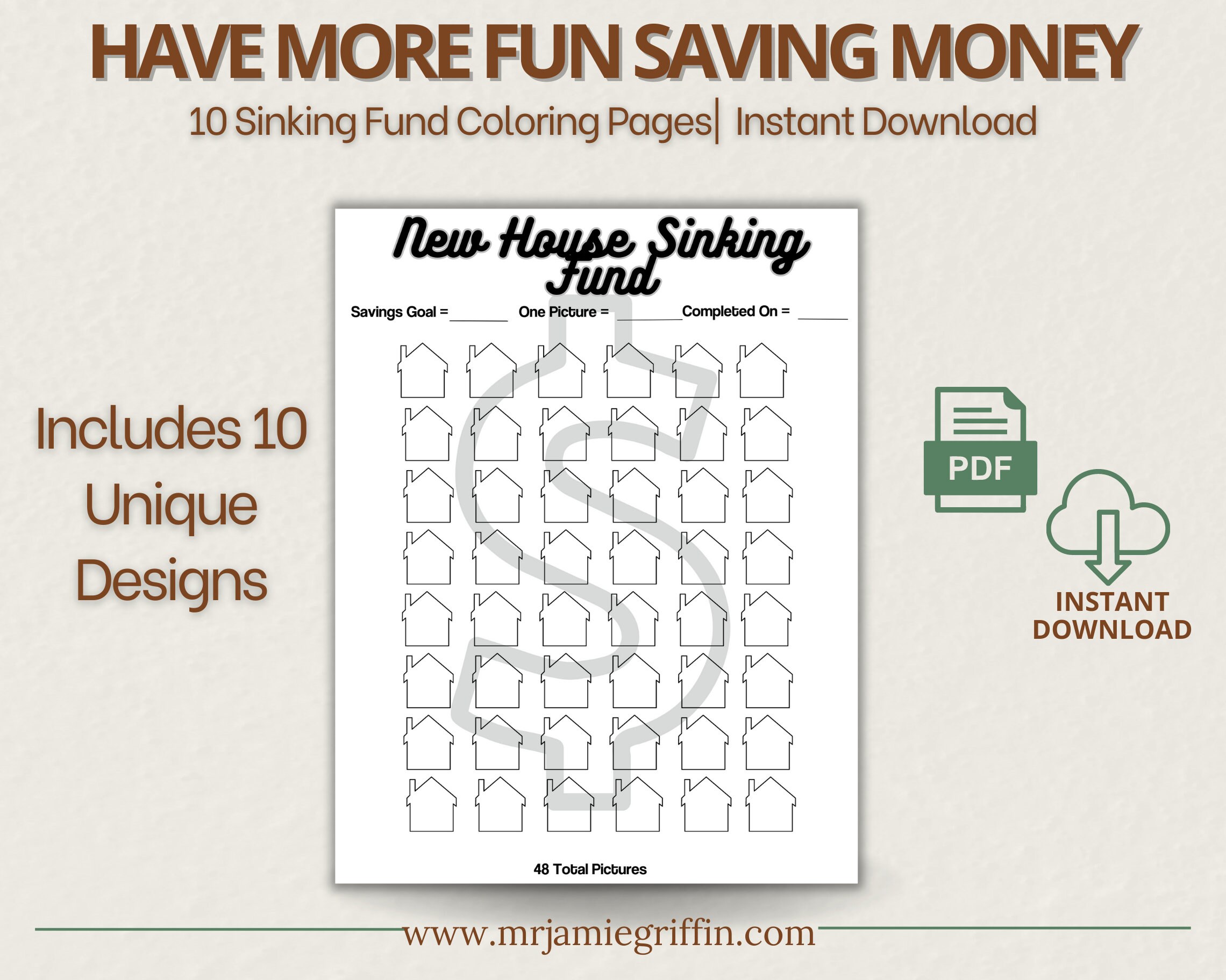 Savings Goal Tracker, Savings Goal Coloring Sheets Printable, Sinking ...