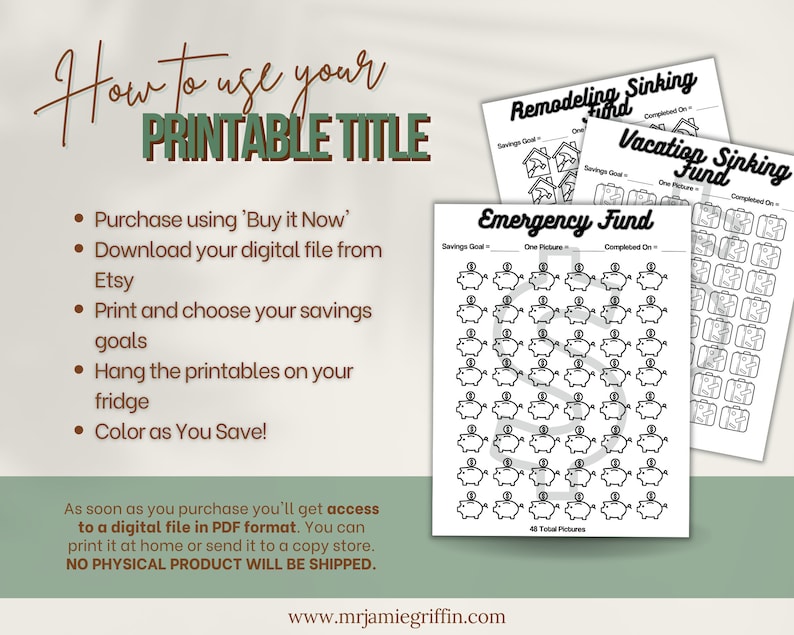 Savings Goal Tracker, Savings Goal Coloring Sheets Printable, Sinking ...