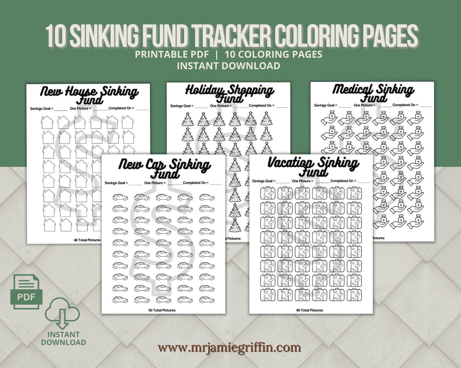 Savings Goal Tracker, Savings Goal Coloring Sheets Printable, Sinking ...