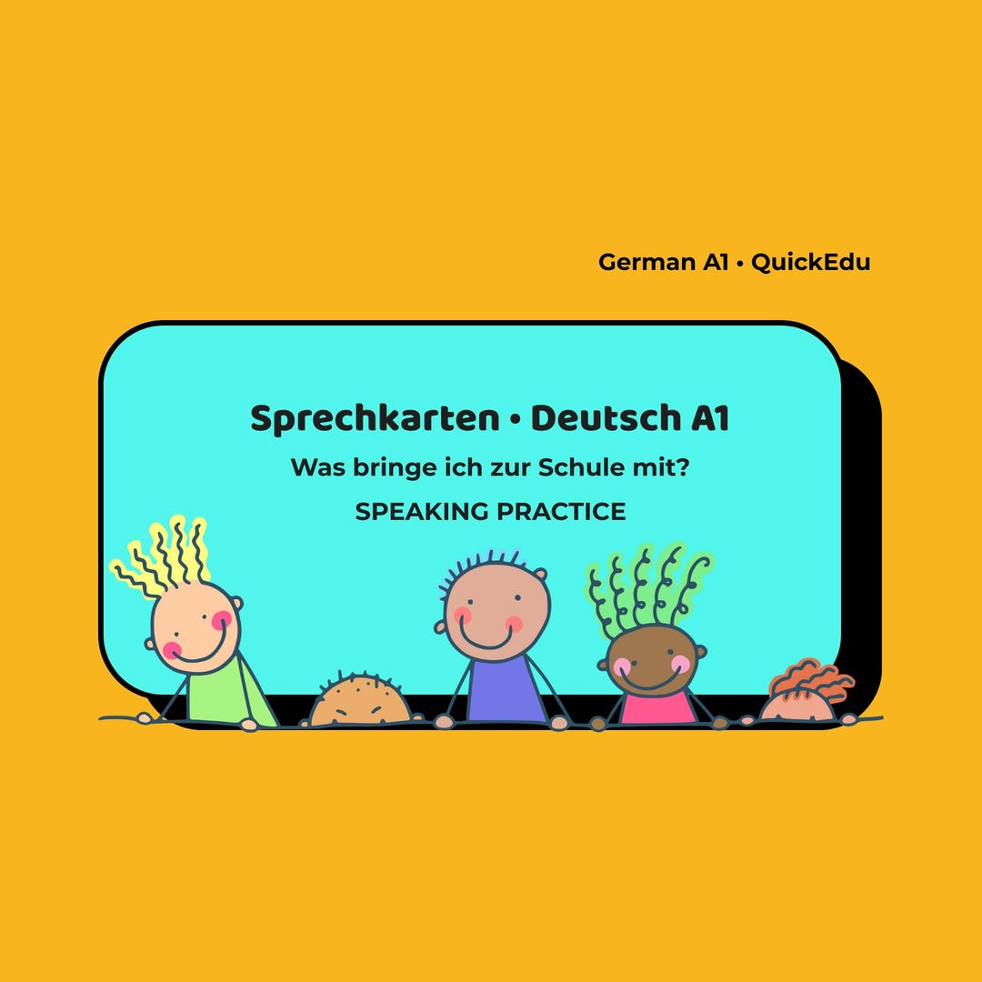 German A1 Speaking Cards - School Supplies (schulsachen) | Part 1 - Etsy