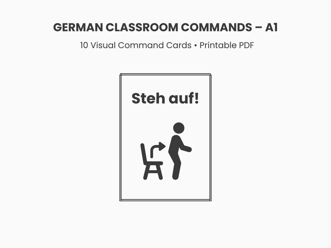 German Classroom Commands A1 - Visual Cards for Beginners (daf / Daz ...