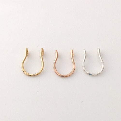 ONE Fake Faux No Piercing Nose Ring in Sterling Silver Yellow - Etsy