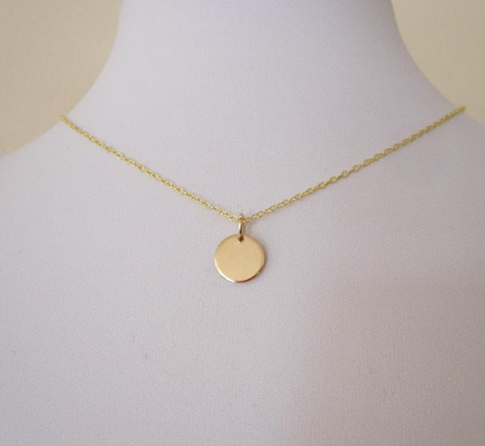 Small Plain DISC COIN Sterling Silver or Yellow Gold Charm Delicate ...