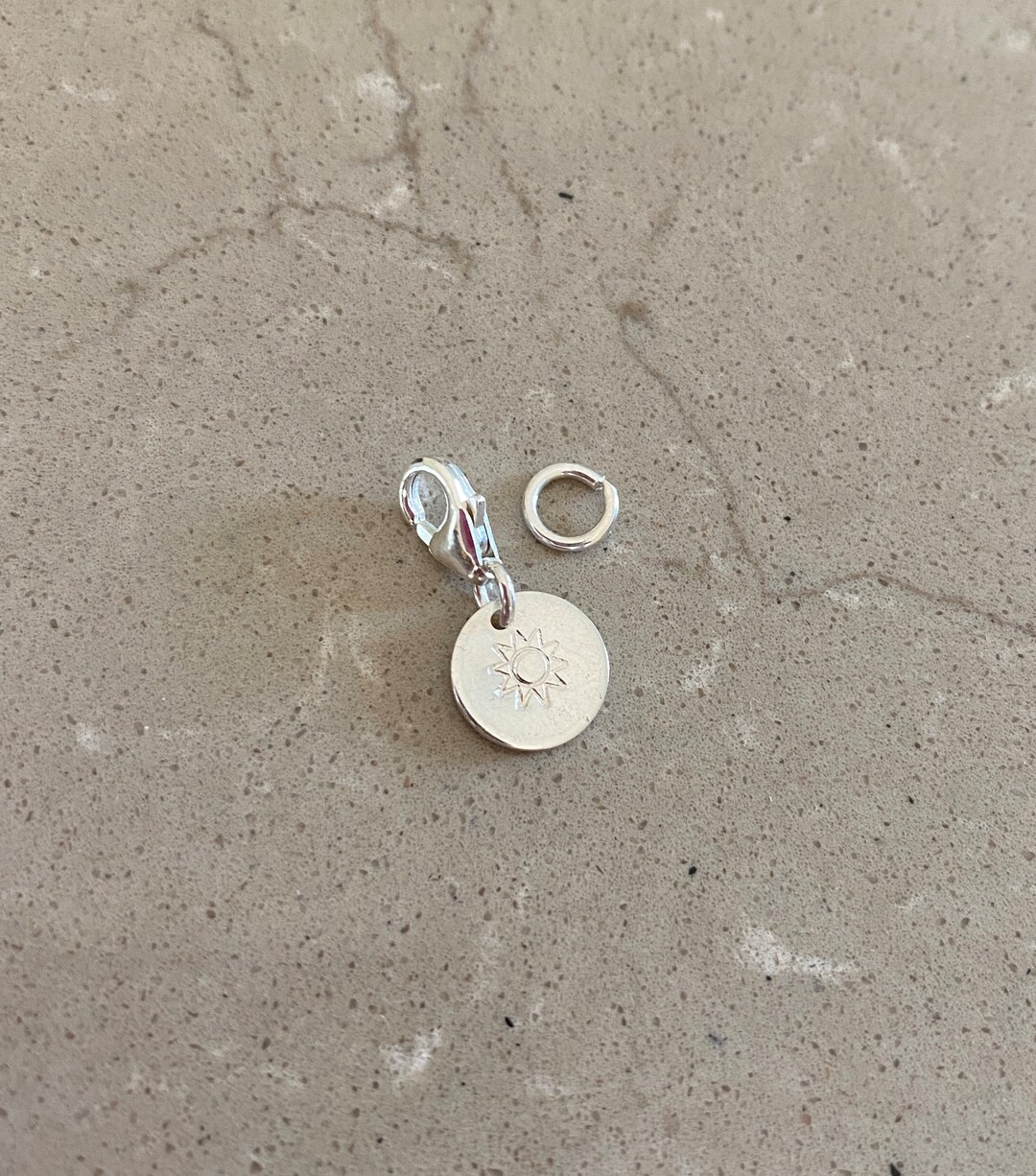 Sun Stamped Round Sterling Silver Charm, Sun Pendant - Etsy
