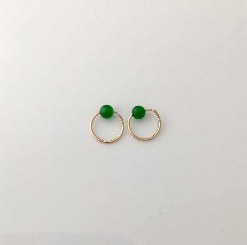 A Pair of Gemstone Ball Bead Small Wire Sleepers in Sterling - Etsy