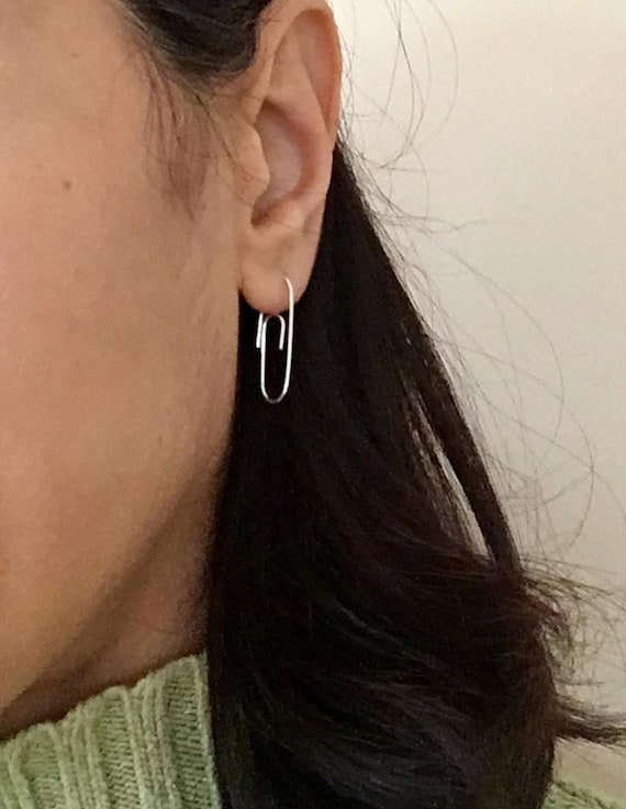 One Single or a Pair of Small PAPER CLIP Paperclip Sterling | Etsy