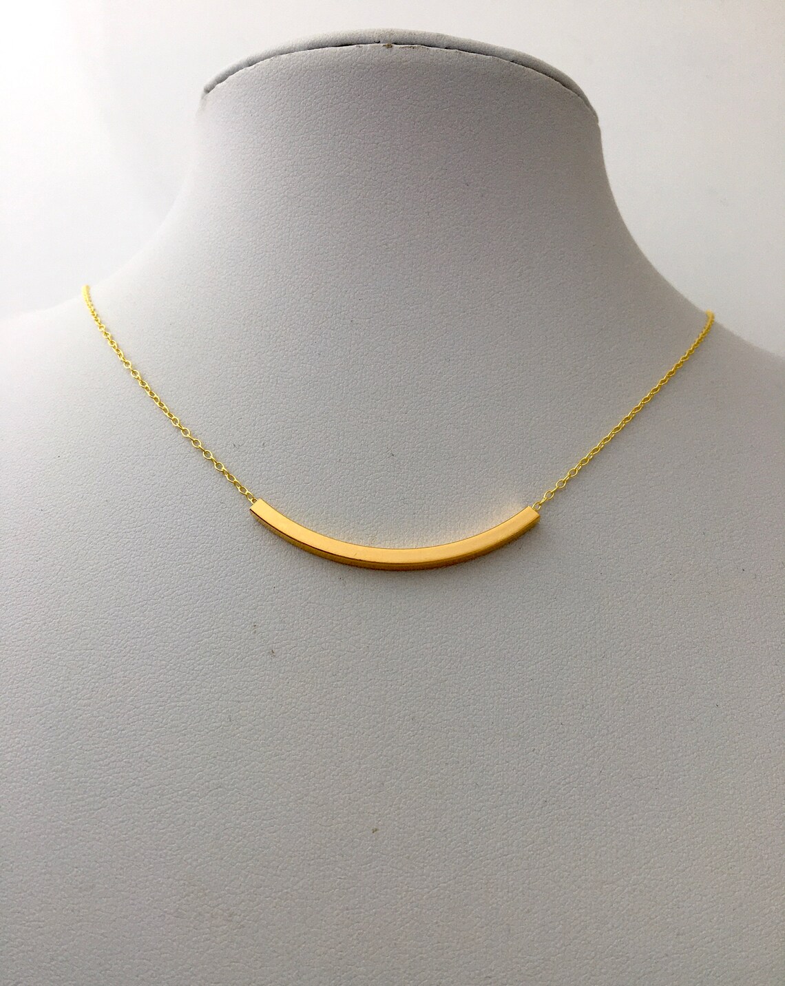 Curved Floating Square Tube BAR Yellow Gold Plated Silver | Etsy