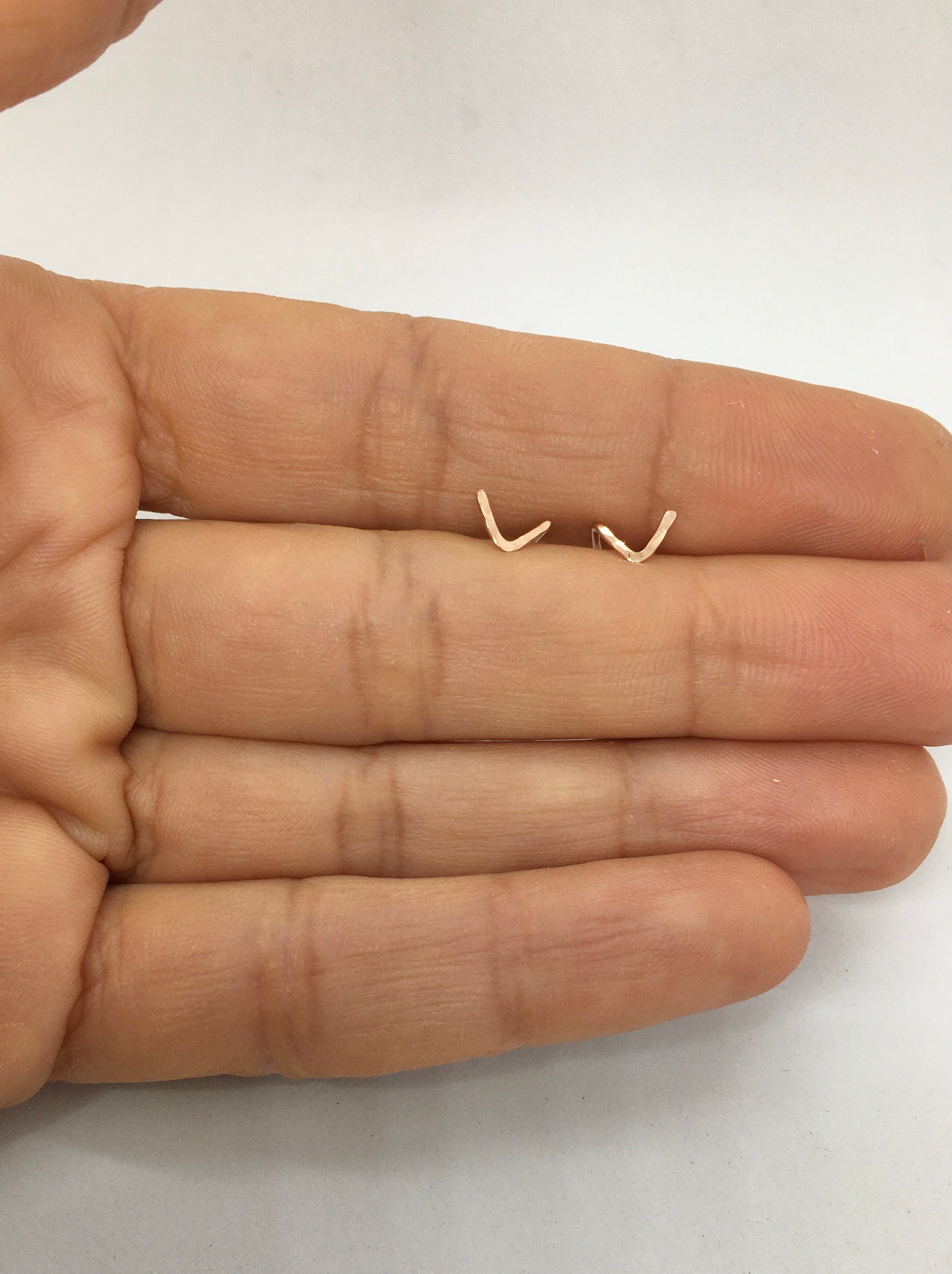 Chevron V Shape Small Hammered Sterling Silver Yellow or Rose - Etsy