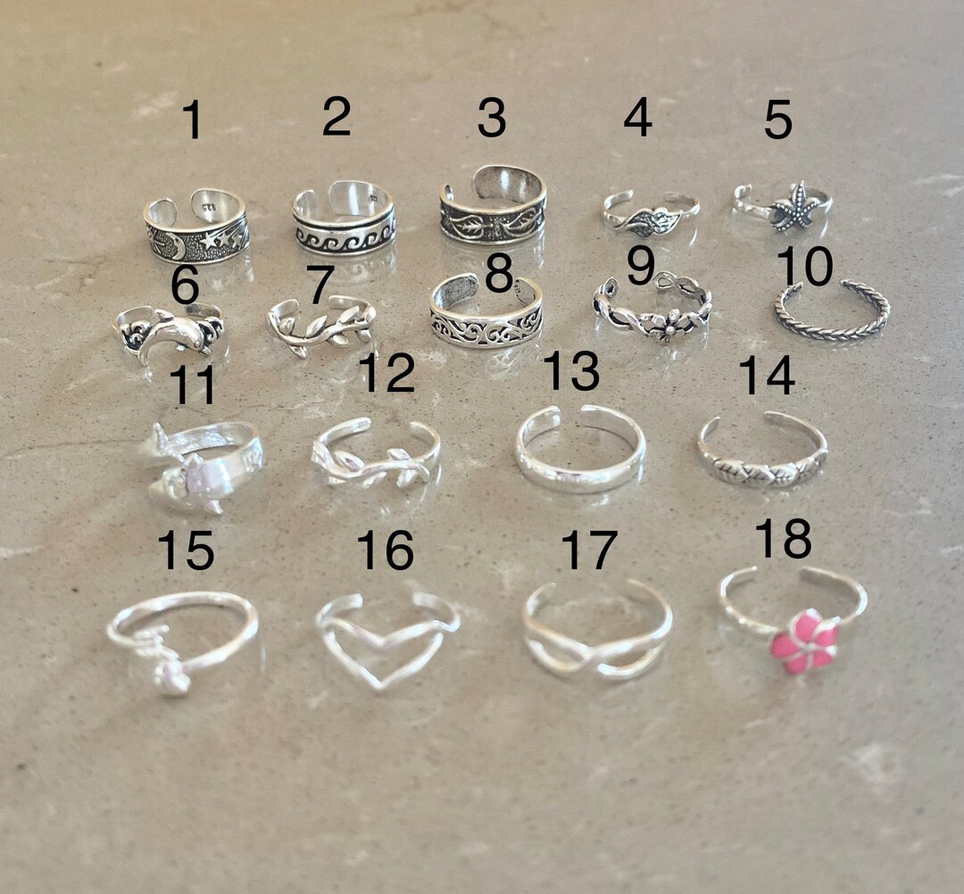 Sterling Silver Toe Ring, Midi Ring, Adjustable Ring, Little Finger ...