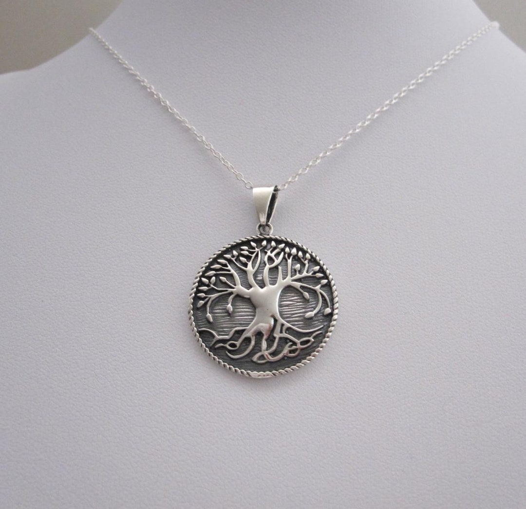 Etched TREE of LIFE With Roots Sterling Silver Pendant and Necklace ...