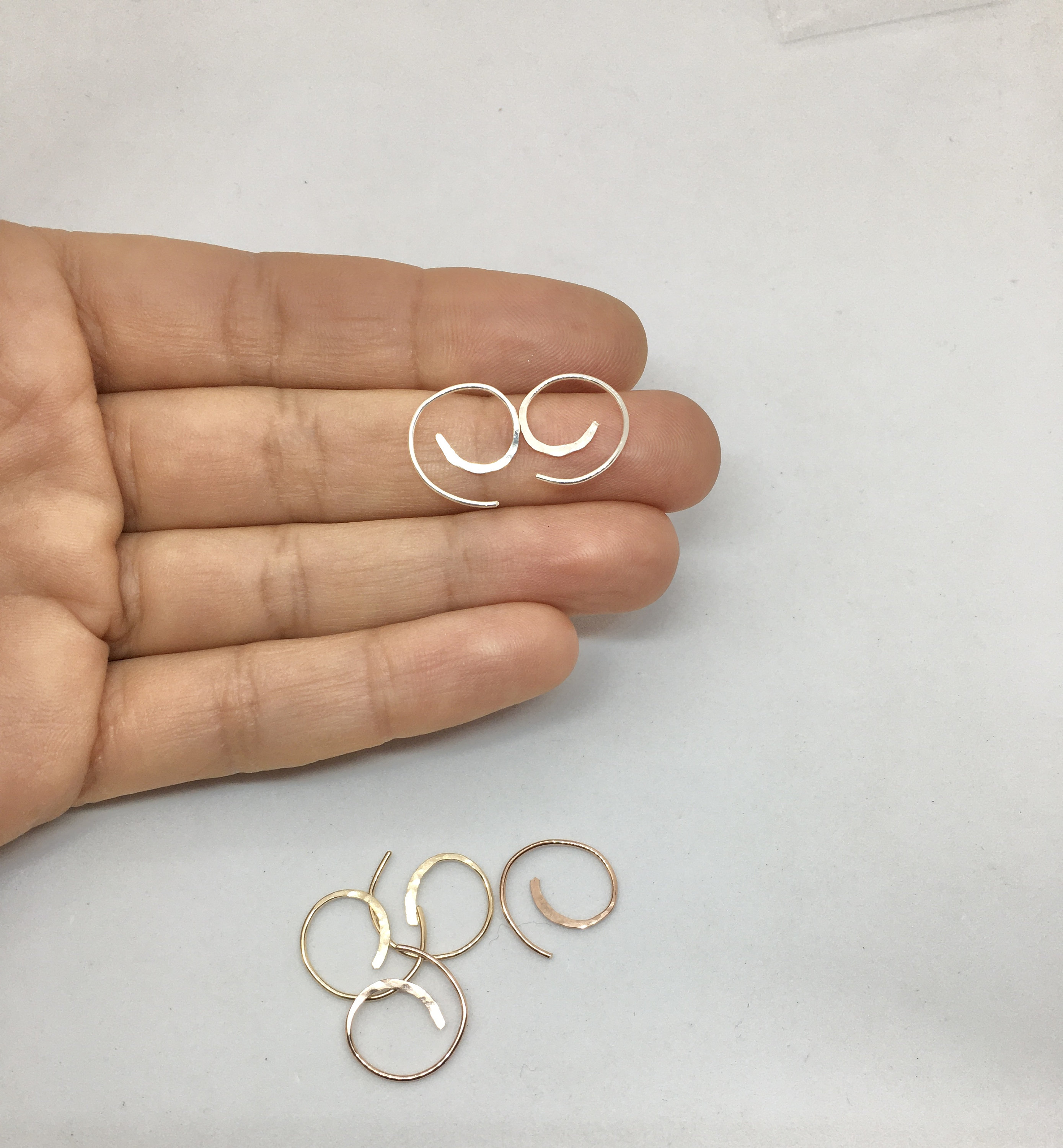 A Pair of Small Swirls Sterling Silver 14K Yellow Gold or - Etsy