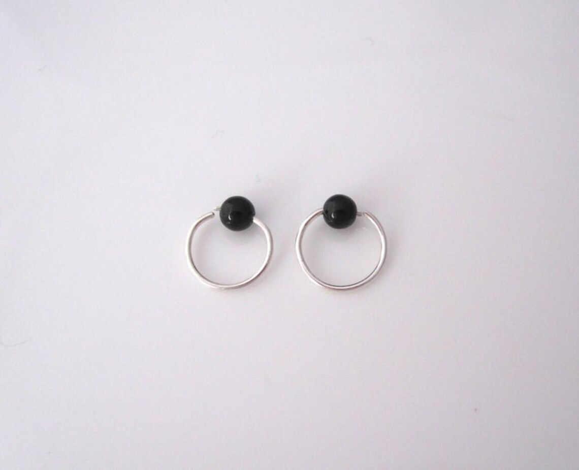 A Pair of Gemstone Ball Bead Small Wire Sleepers in Sterling - Etsy