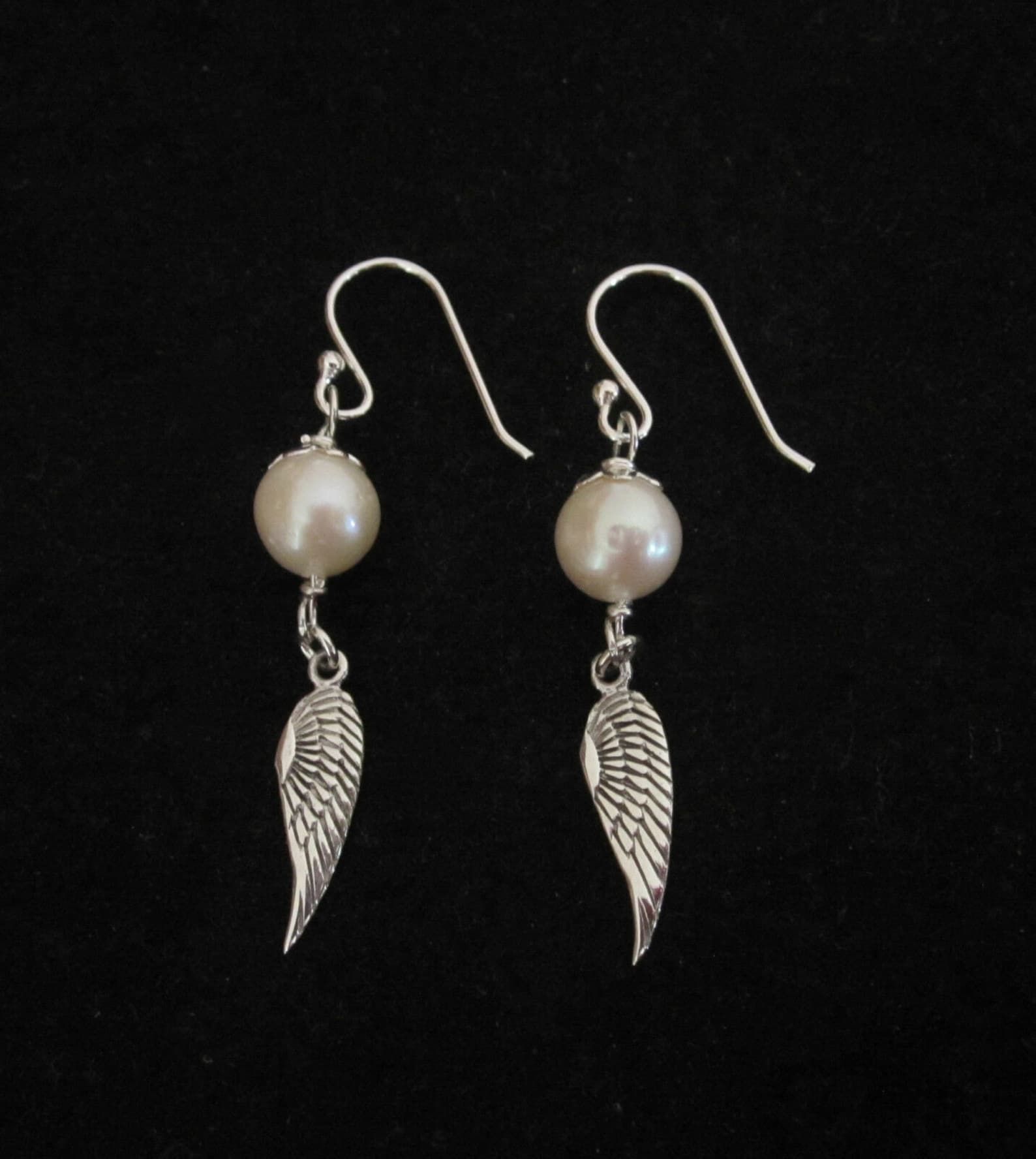 A Pair of Wings With Natural Pearls Sterling Silver Dangle Drop ...